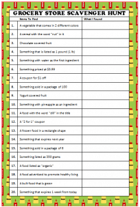 Grocery Store Scavenger Hunt - Moms & Munchkins