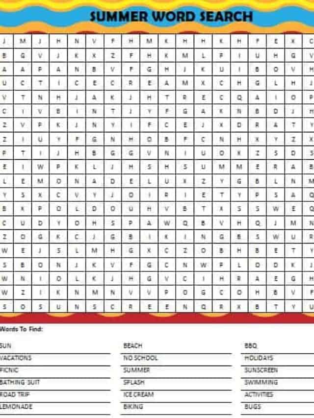 Summer Word Search Free Printable - Moms & Munchkins
