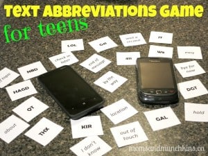 Text Abbreviations Game for Teens (free printable) - Moms & Munchkins
