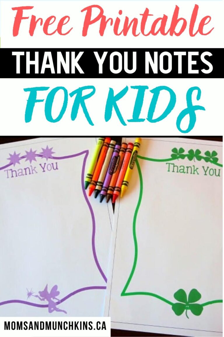Free Thank You Notes for Kids - Moms & Munchkins