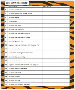 Zoo Scavenger Hunt (free printable game) - Moms & Munchkins