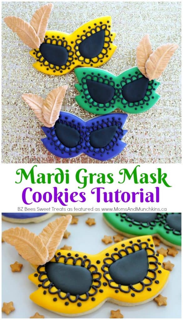 Mardi Gras Mask Cookies Tutorial - Moms & Munchkins