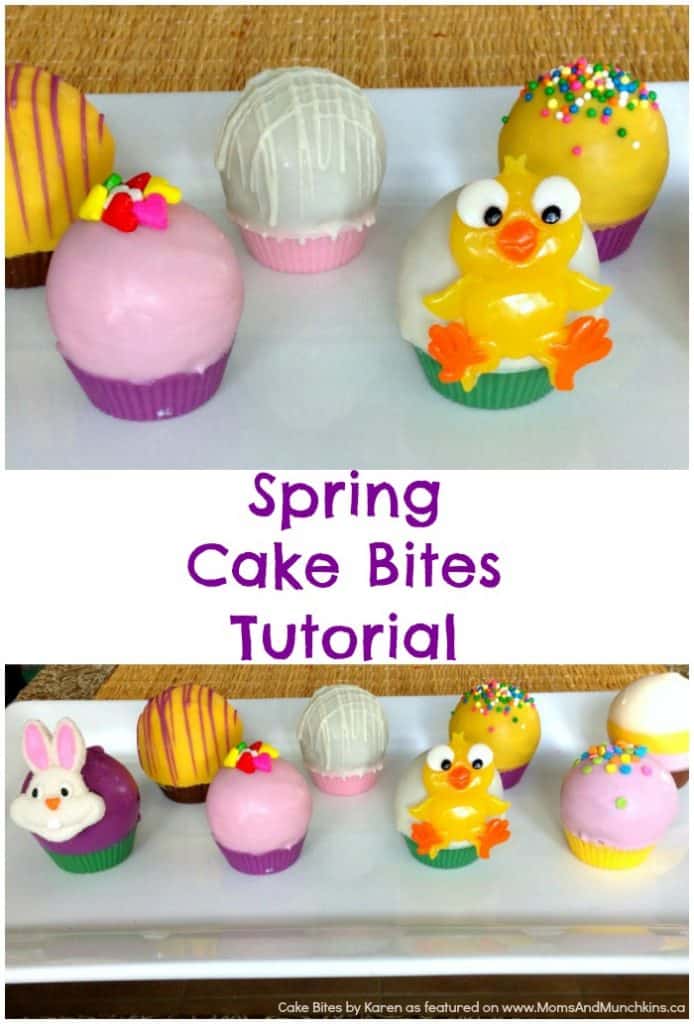 Spring Cake Bites Tutorial - Party Dessert - Moms & Munchkins