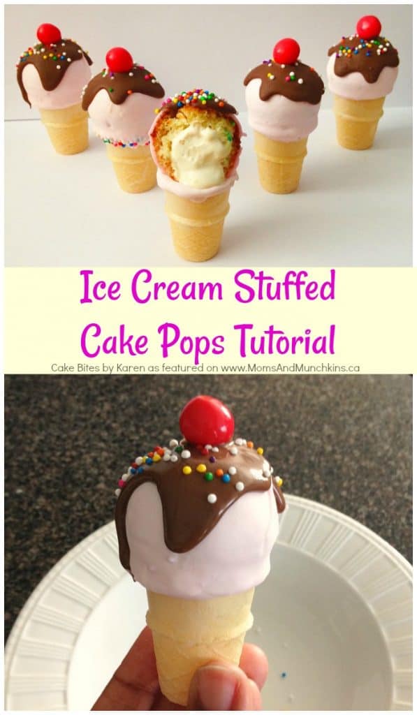 Ice Cream Stuffed Cake Pops Tutorial - Moms & Munchkins