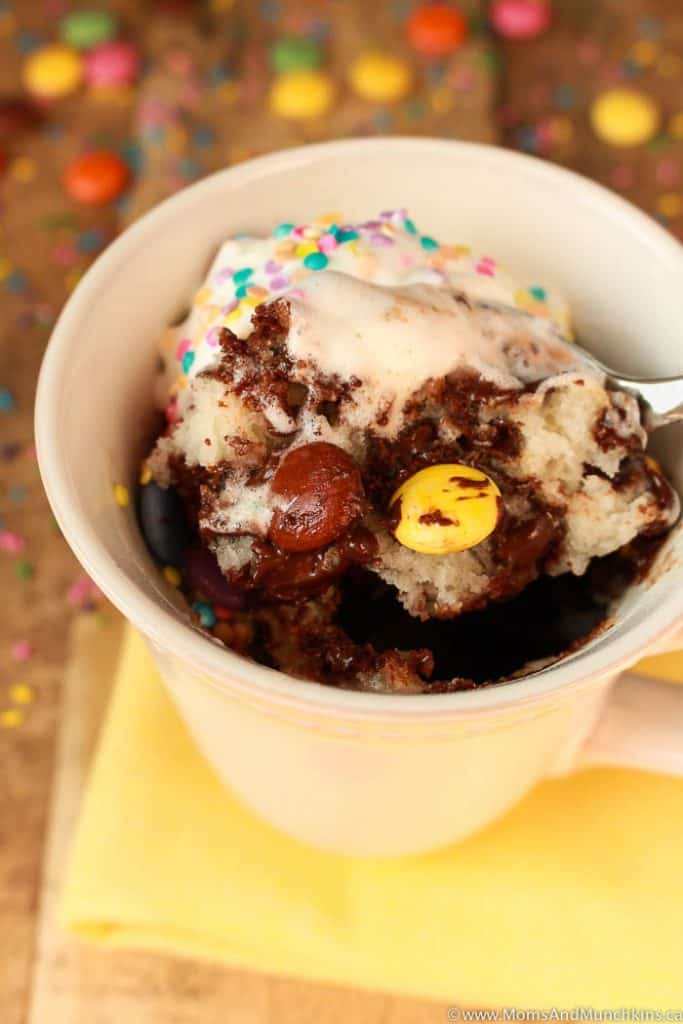 Chocolate Chip Mug Cake Recipe - Moms & Munchkins