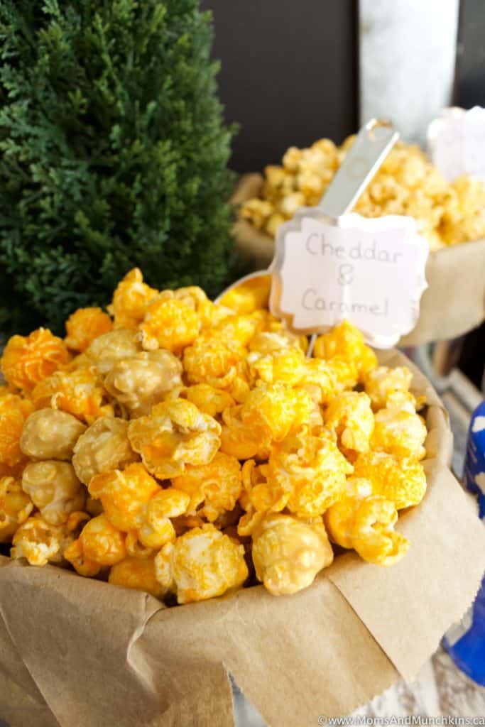 Popcorn Bar Ideas for a Buffet - Moms & Munchkins