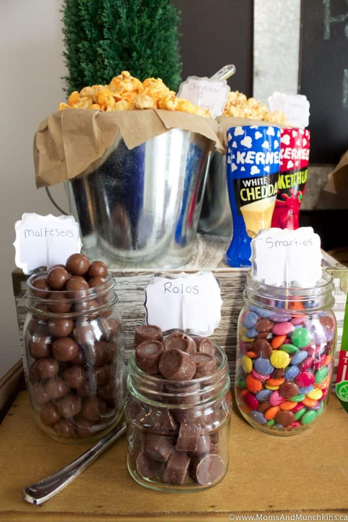 Popcorn Bar Ideas for a Buffet - Moms & Munchkins