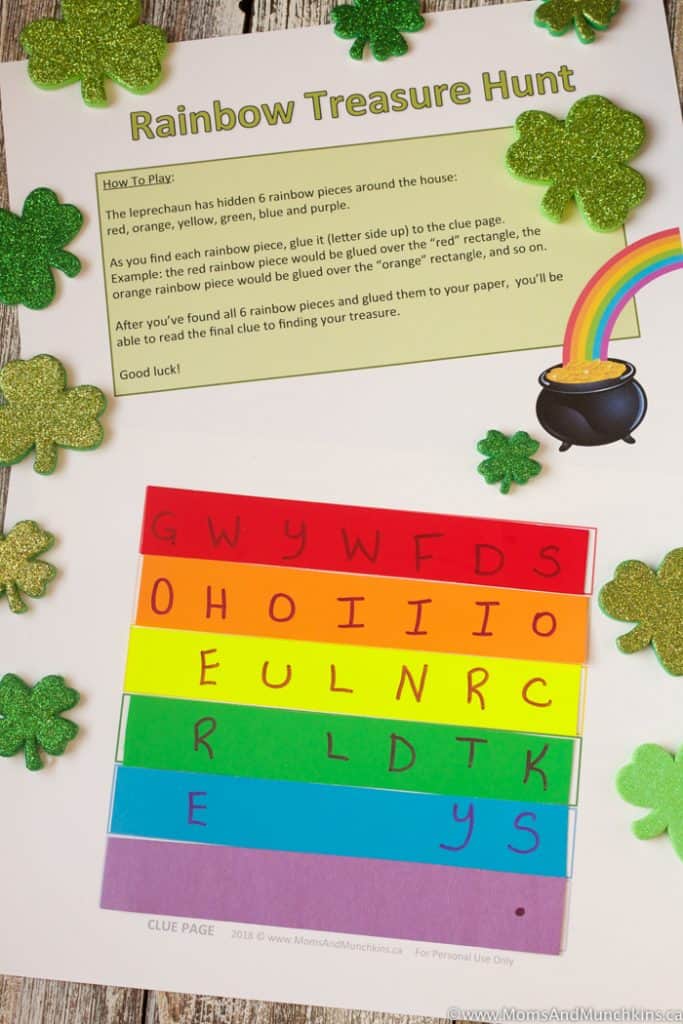 Rainbow Treasure Hunt for St. Patrick's Day - Moms & Munchkins