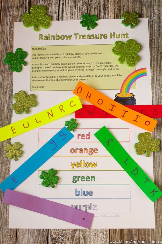 Rainbow Treasure Hunt for St. Patrick's Day - Moms & Munchkins