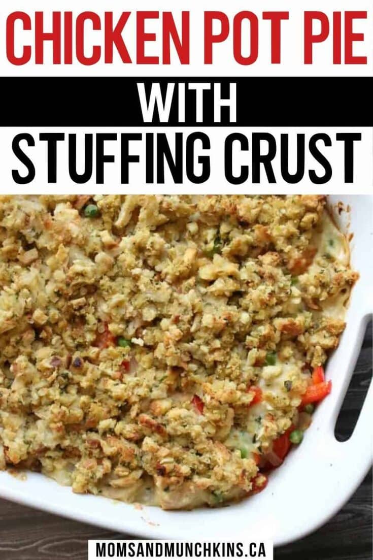 Chicken Pot Pie with Stuffing Crust - Moms & Munchkins