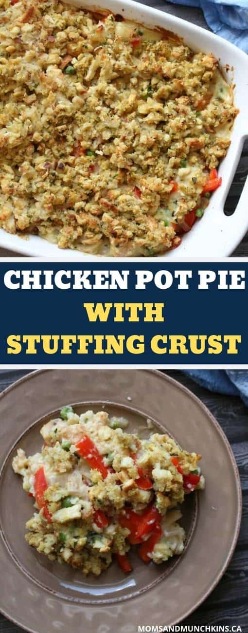Chicken Pot Pie with Stuffing Crust - Moms & Munchkins